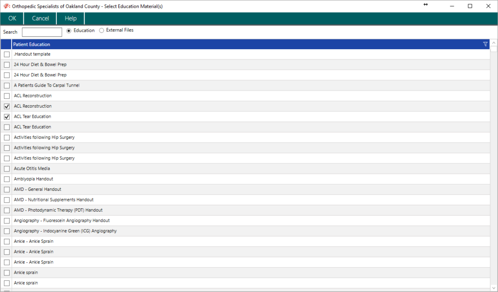 Patient Education | ChartLogic Help Center