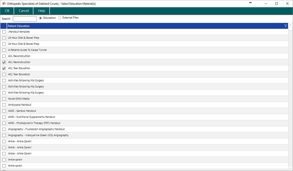 Patient Education | ChartLogic Help Center
