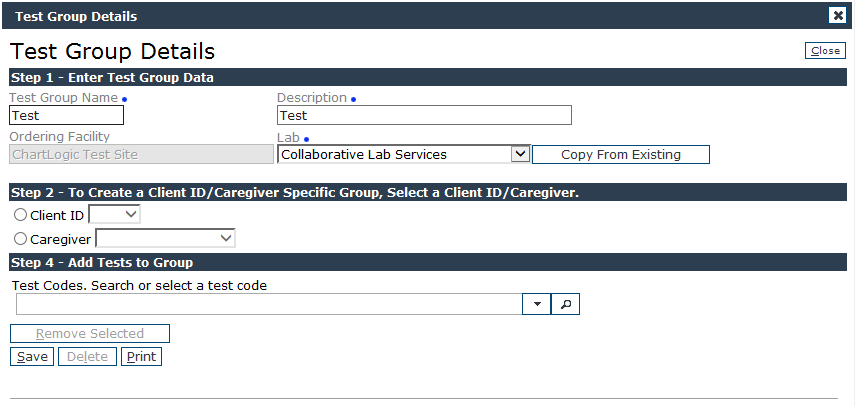 Test Group Management | ChartLogic Help Center