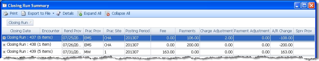 Closing Run Summary | ChartLogic Help Center