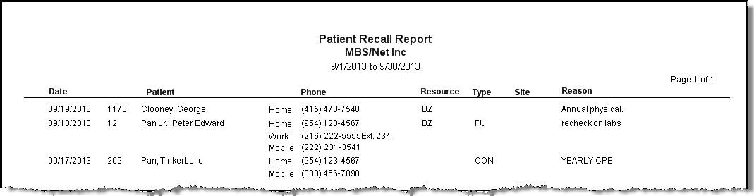 Recall Report | ChartLogic Help Center