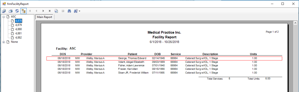 Facility Report | ChartLogic Help Center
