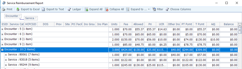 Service Reimbursement Report | ChartLogic Help Center
