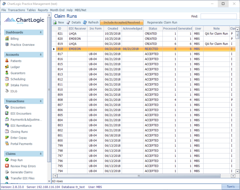 Generate Claims (EDI) | ChartLogic Help Center