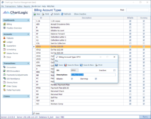 Tables: Billing Account Types | ChartLogic Help Center
