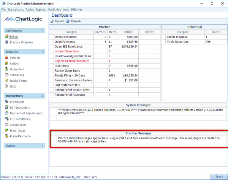 Tables: Messages | ChartLogic Help Center