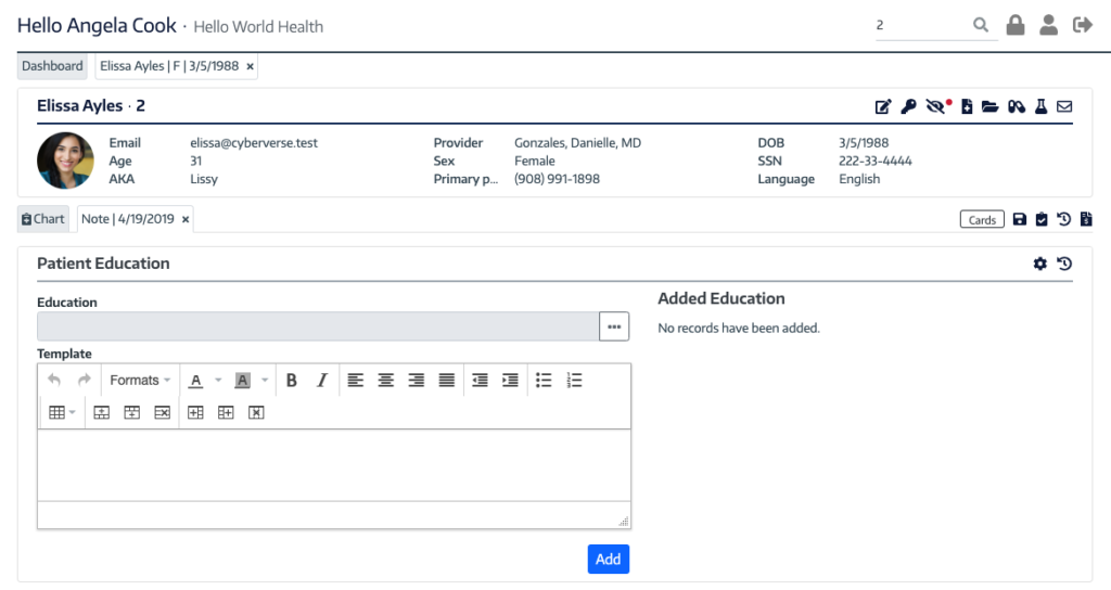 Editing the Patient Education Note Card | ChartLogic Help Center