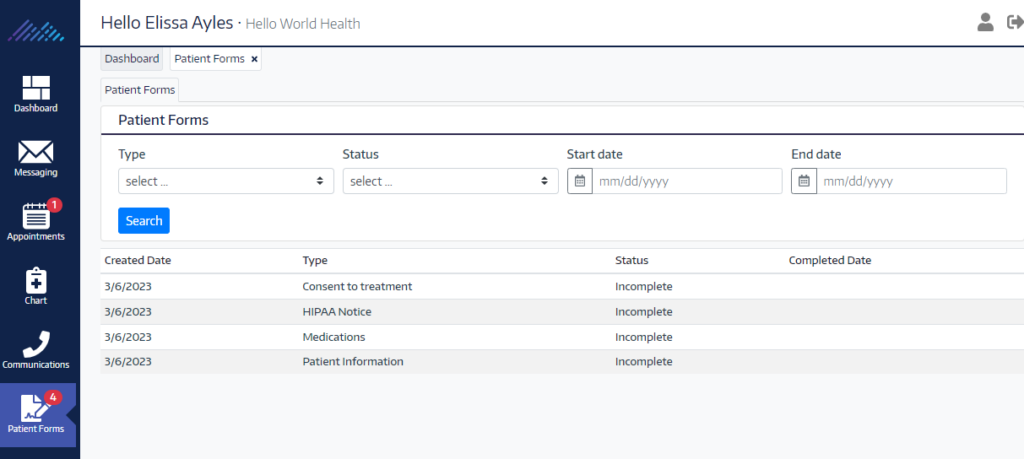 Forms - Patient View | ChartLogic Help Center